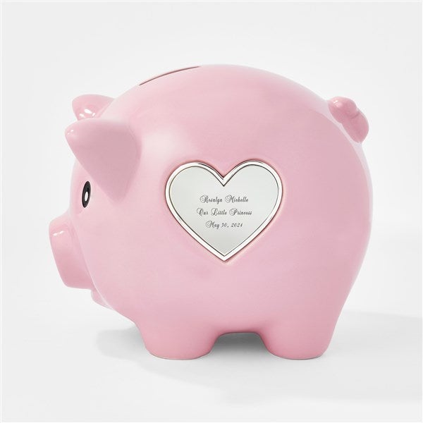 Engraved Ceramic Piggy Bank in Pink
