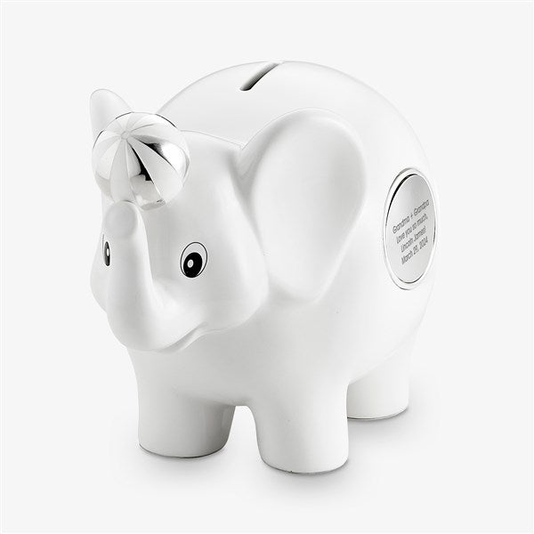 Engraved Ceramic Elephant Coin Bank