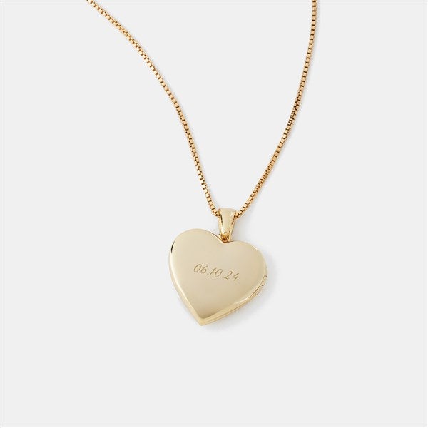 Engraved Gold Plated Pave Heart Locket