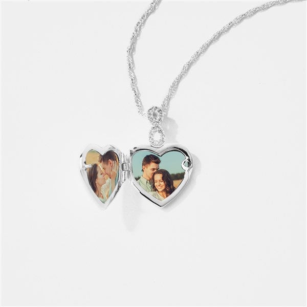 Engraved Sterling Silver Infinity Bail Heart Locket