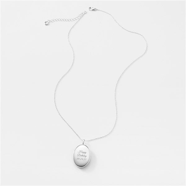 Engraved Sterling Silver Oval Locket