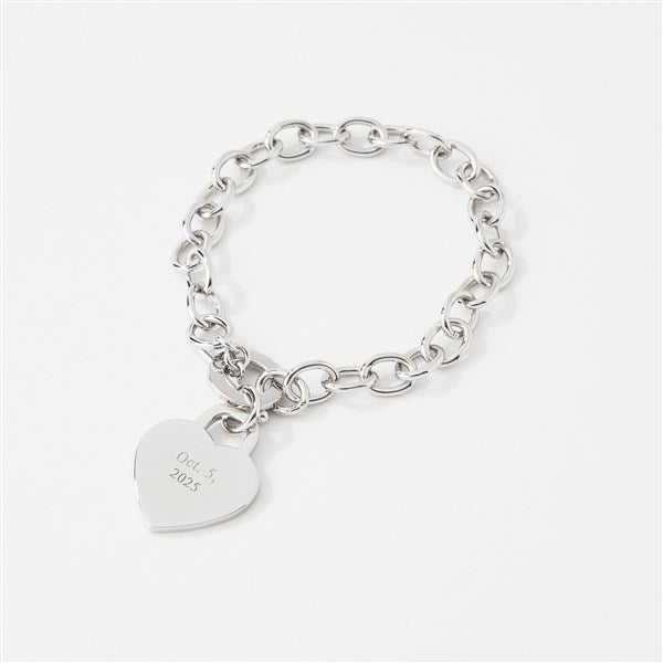 Engraved Sterling Silver Heart Toggle Bracelet