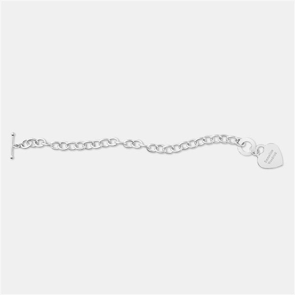 Engraved Sterling Silver Heart Toggle Bracelet