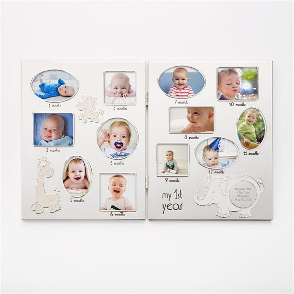 Engraved Baby Twelve Month Hinge Picture Frame