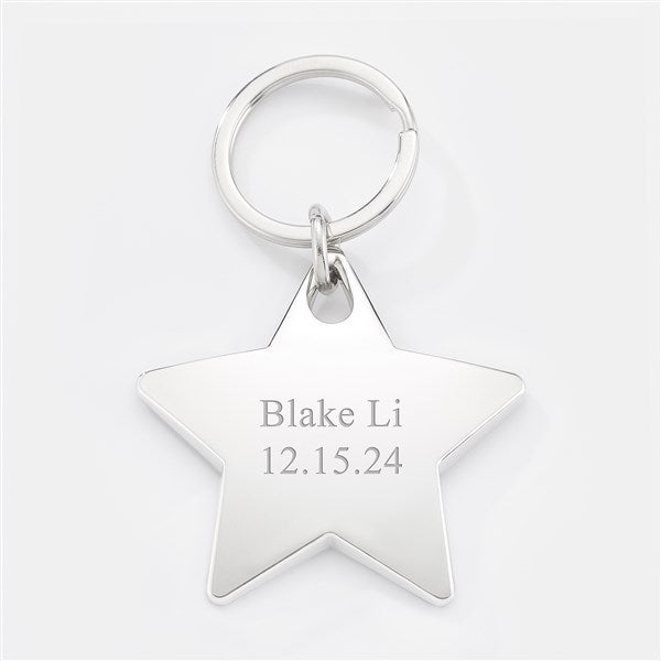 Engraved Silver Star Keychain