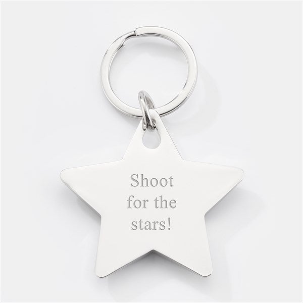 Engraved Silver Star Keychain