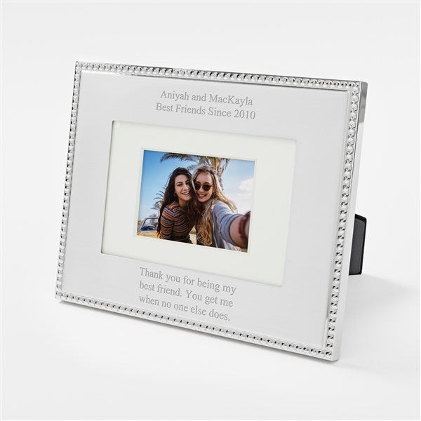 Engraved Silver Beaded 4x6 Picture Frame - Horizontal/Landscape