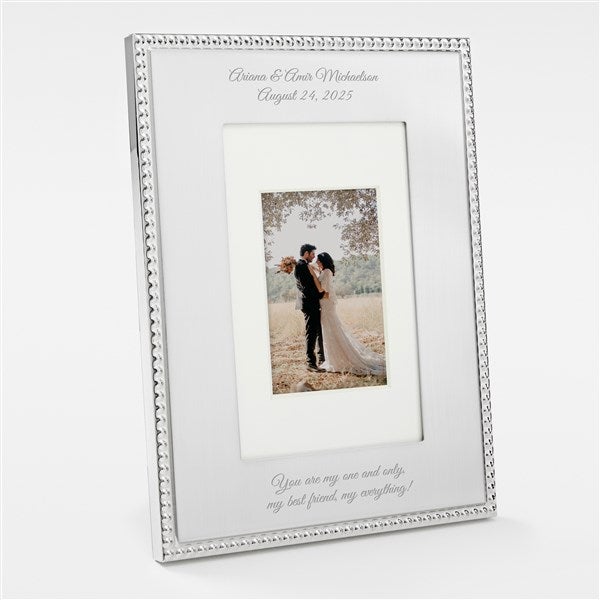 Engraved Silver Beaded 4x6 Picture Frame - Horizontal/Landscape