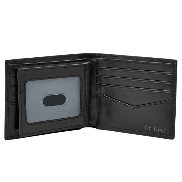 Engraved Fossil Ryan Black RFID & Passcase Wallet