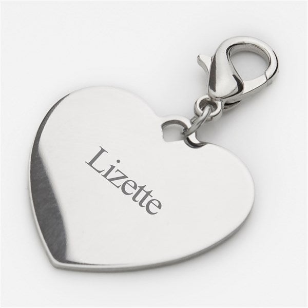 Engraved Silver Heart Charm
