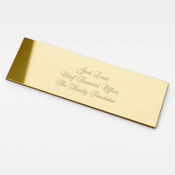 Engraved Gold Satin Plate- 3"Long by 1"Tall