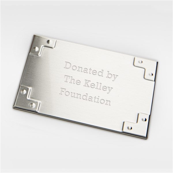 Engraved Silver Plate with Faux Riveted Corners- 3"Long by 2"Tall