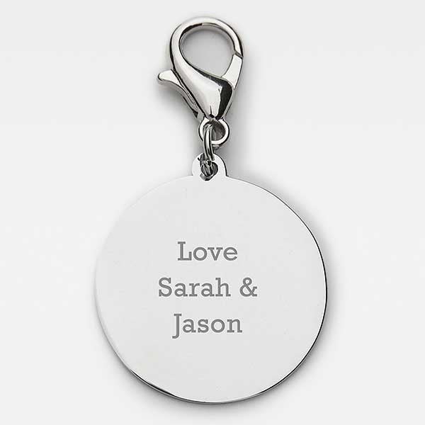 Engraved Silver Round Charm