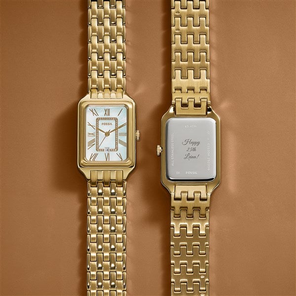 Engraved Fossil Raquel Large Gold Watch