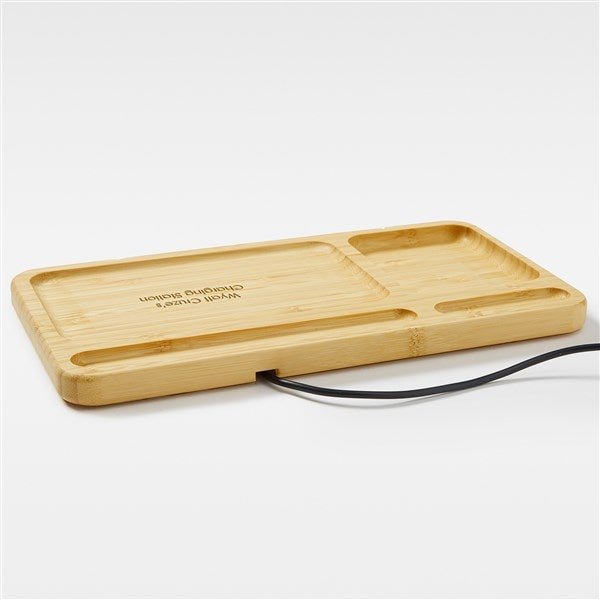 Engraved Bamboo Charging Valet Tray