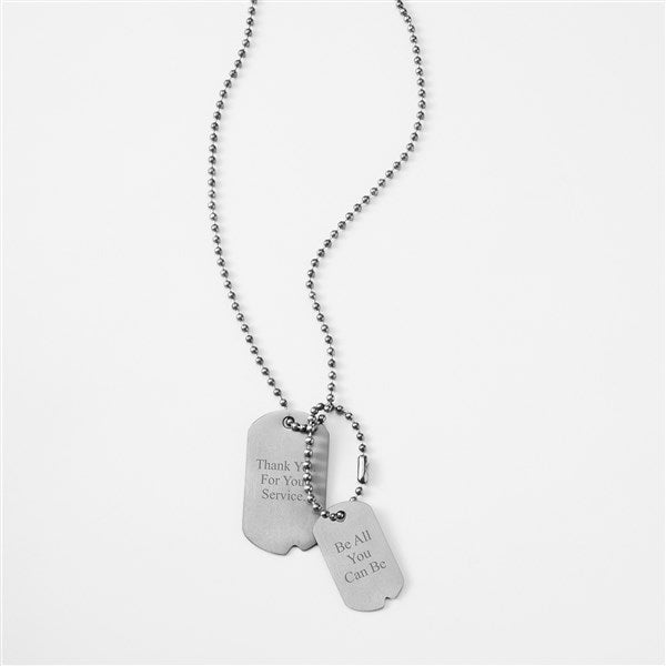 Engraved Stainless Steel Double Dog Tag Necklace - Vertical