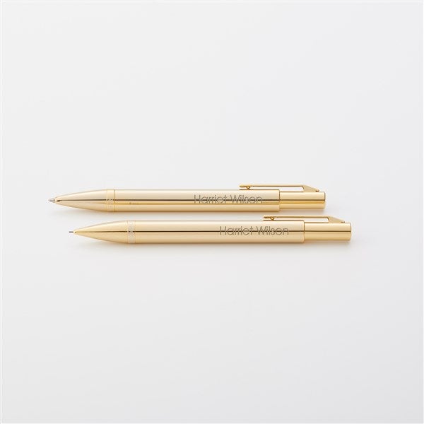Engraved Reflections Gold Pen and Pencil Set