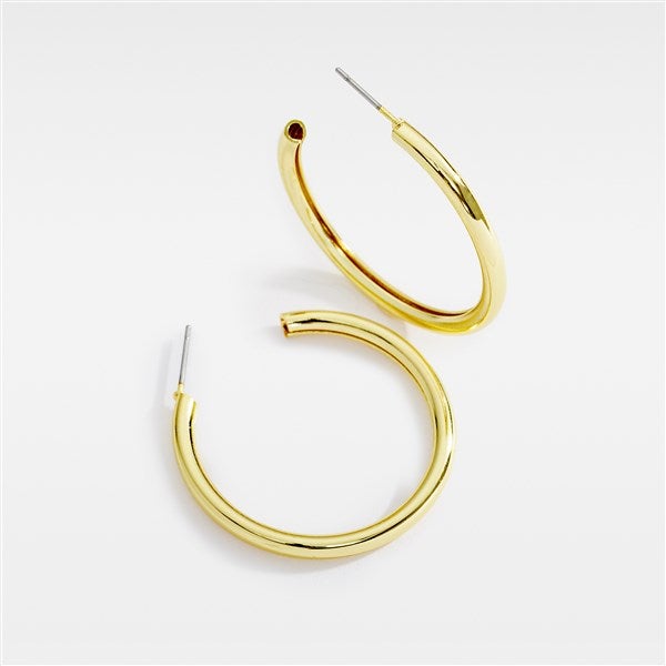 Engraved Heart Box and Demi Fine Large Metal Hoop Set