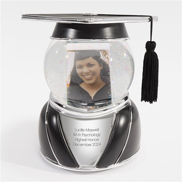 Engraved Graduation Cap Photo Snow Globe