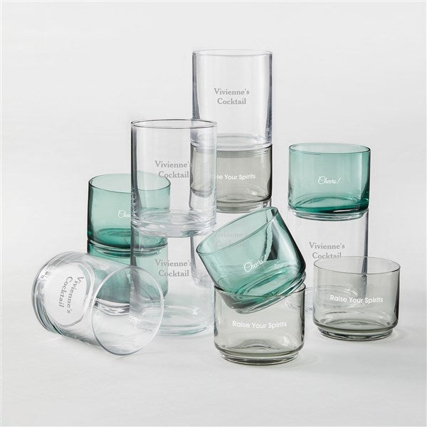 Etched Lenox Tuscany Short Stacking Glass Set in Green