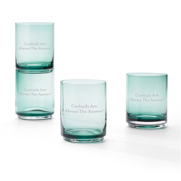 Etched Lenox Tuscany Tall Stacking Glass Set in Green