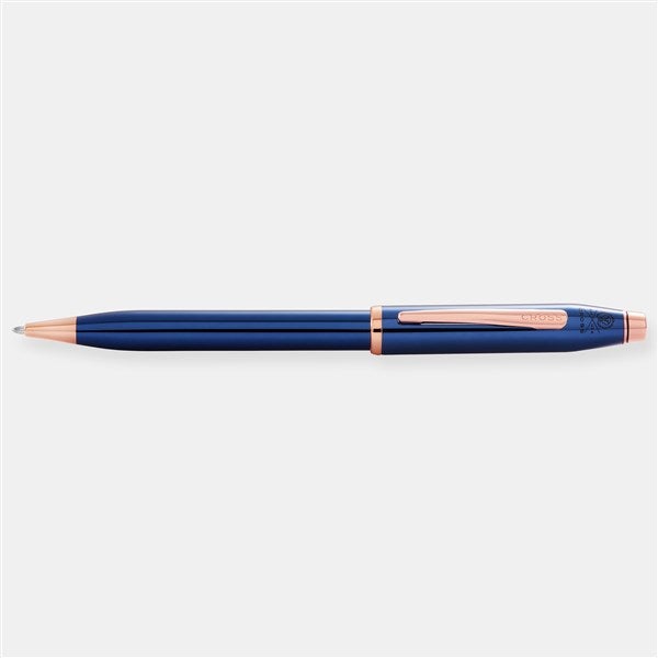Engraved Cross Century II Cobalt & Rose Gold Ballpoint Pen
