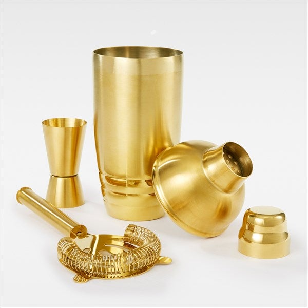 Engraved Lenox "Tuscany" Monogram Gold Cocktail Shaker Set