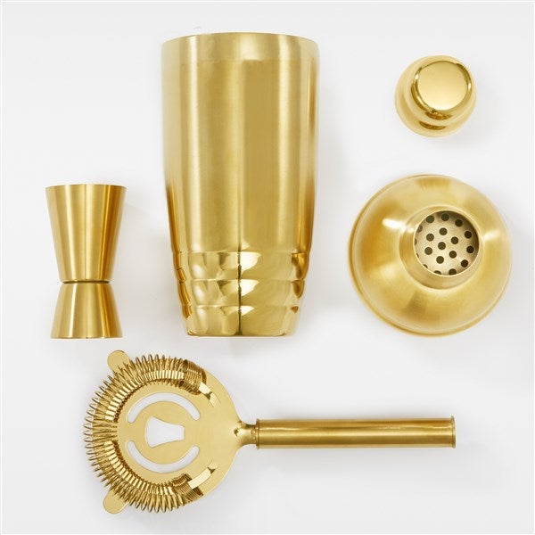 Engraved Lenox "Tuscany" Monogram Gold Cocktail Shaker Set