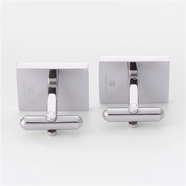 Engraved Rectangle Silver/Gold Tone Cufflinks