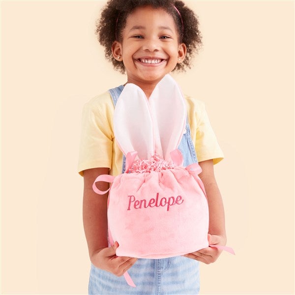 Mini Bunny Ears Embroidered Velvet Drawstring Easter Treat Bag