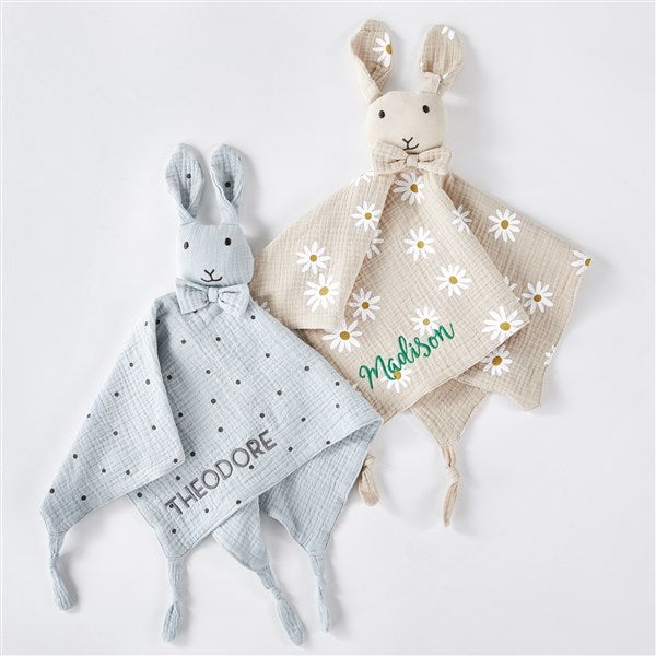 Embroidered Daisy Rabbit Muslin Lovey