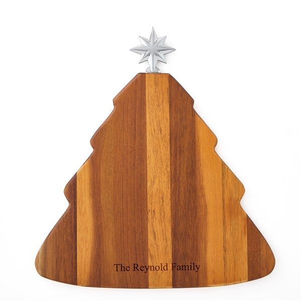 Engraved Nambé Christmas Tree Cheese Board with Star Spreader