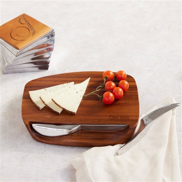 Engraved Nambé Blend Bar Board with Knife