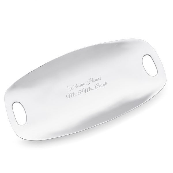 Engraved Nambé Silver Large Handled Tray