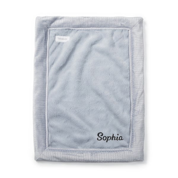 Embroidered Mini Blanket in Storm Cloud