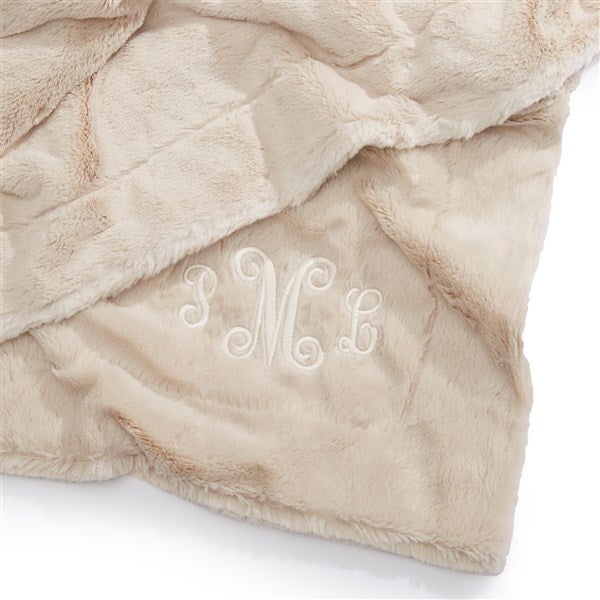 Embroidered Lush Throw Blanket in Buttermilk