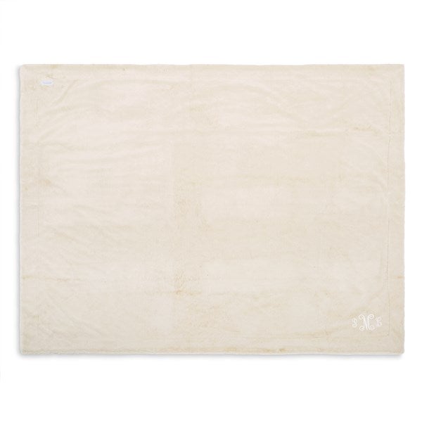 Embroidered Lush Throw Blanket in Buttermilk