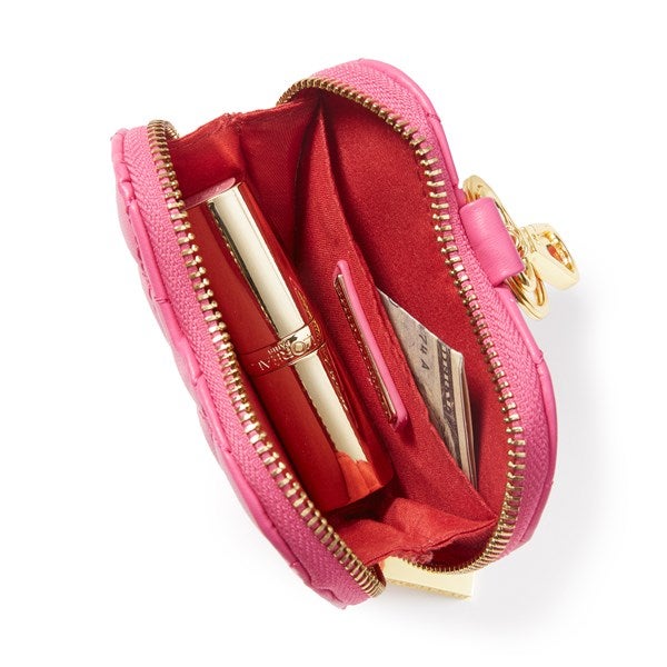 Quilted Heart Coin Purse in Pink