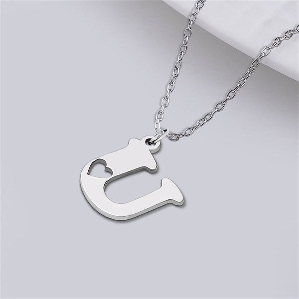 Personalized Initial Cut-Out Heart Necklace
