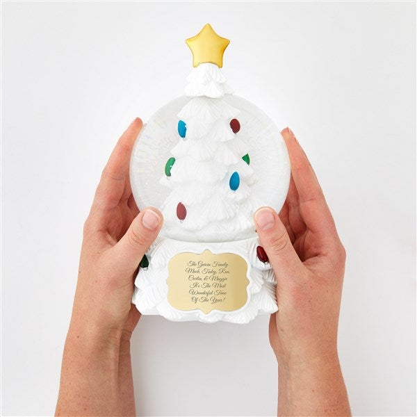Engraved Light Up Christmas Tree Snow Globe