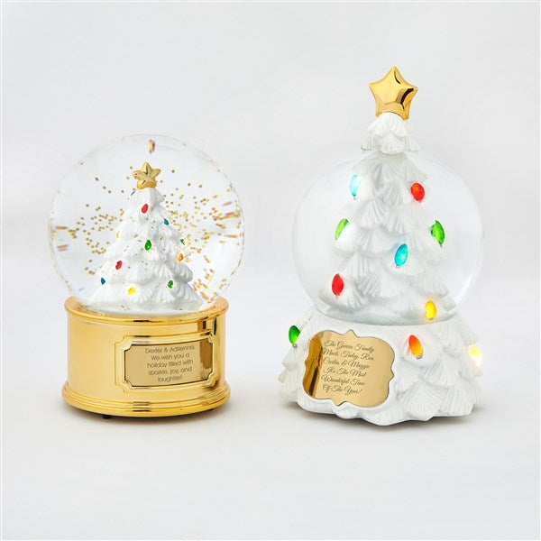 Engraved Light Up Christmas Tree Snow Globe