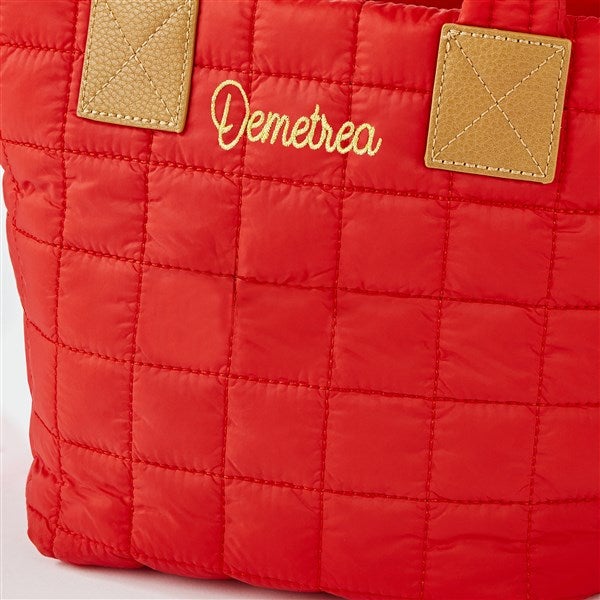 Embroidered Shiraleah Quilted Mini Tote in Red