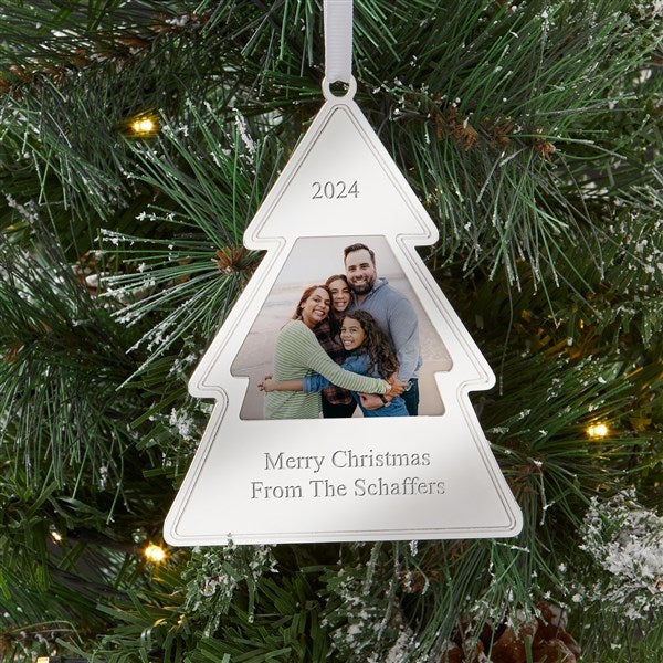 Engraved Silver Tree Picture Frame Ornament