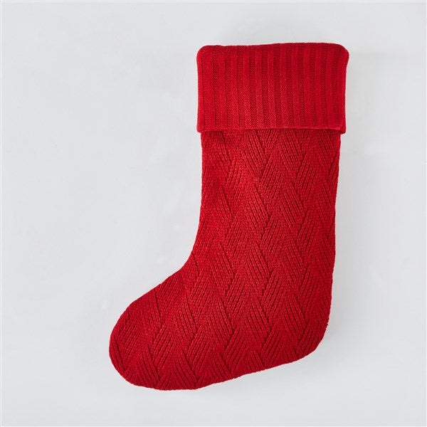 Embroidered Basket-weave Knit Stocking in Red