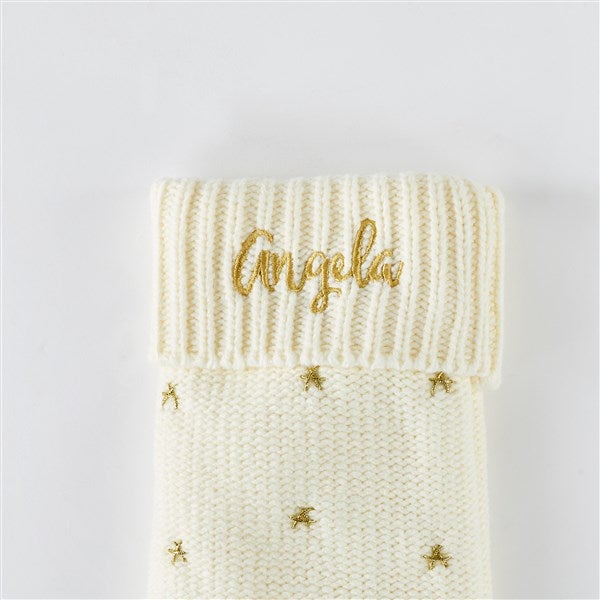 Embroidered Cream and Gold Star Stocking