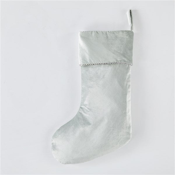 Embroidered Sage Green & Silver Jeweled Snowflake Stocking