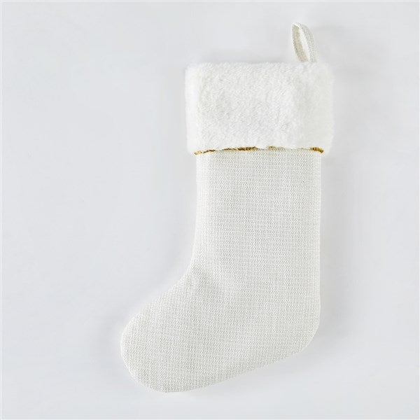 Embroidered Cream, Metallic Silver & Gold Snowflake Stocking