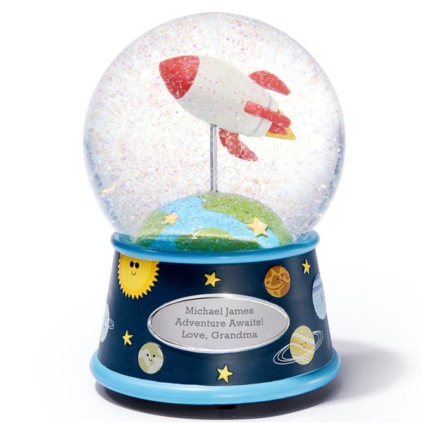 Engraved Outer Space Musical Snow Globe