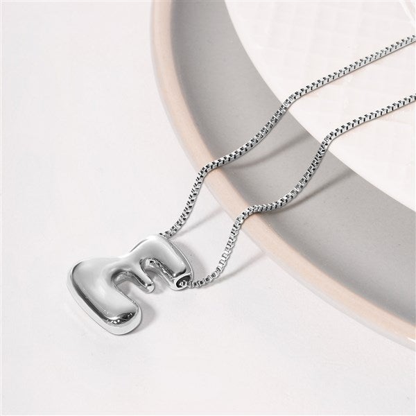 Custom Bubble Letter Initial Necklace