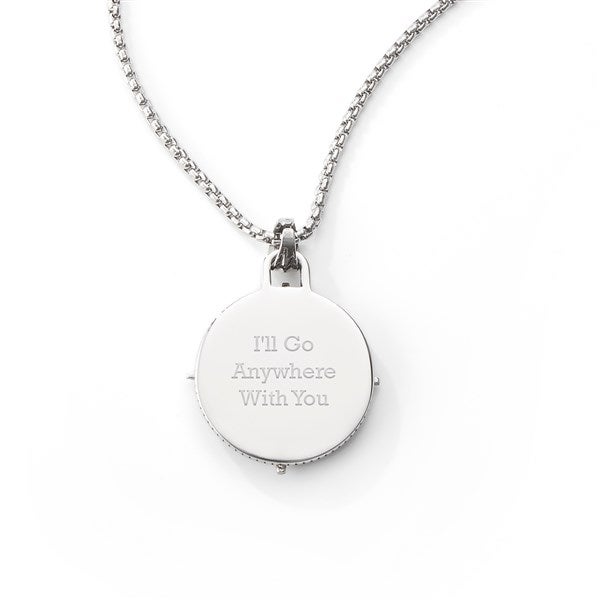 Engraved Stainless Steel Compass Pendant Necklace